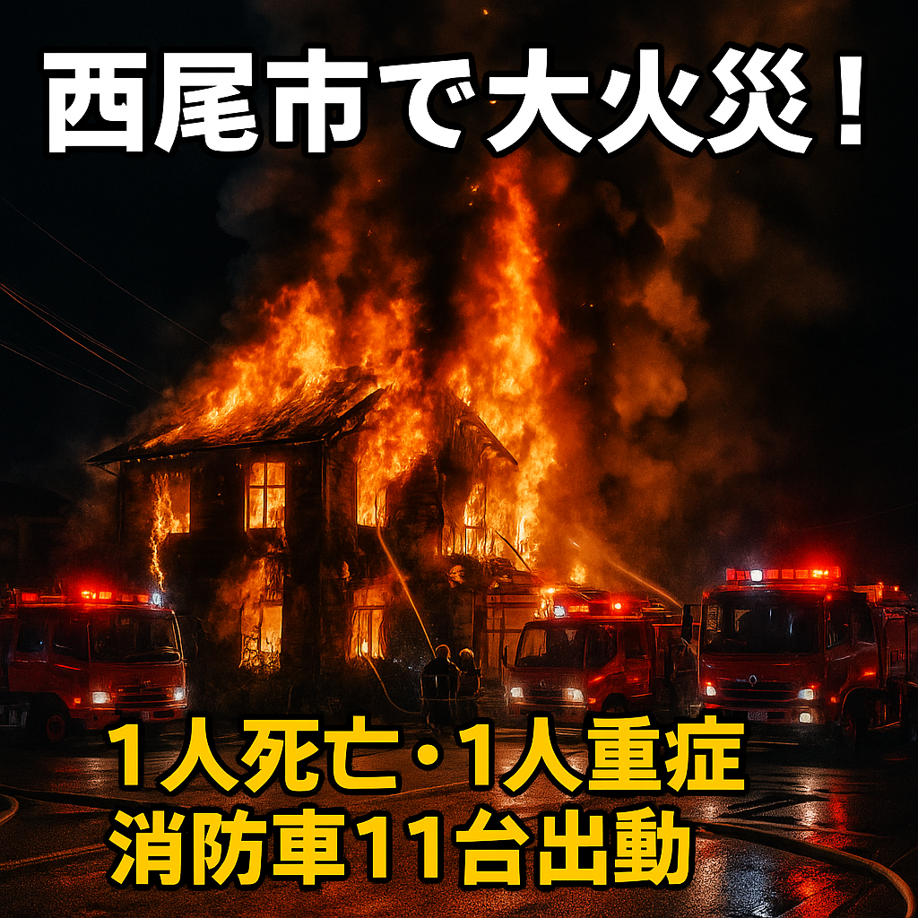 【西尾市住宅火災】刈宿町で延焼！消防車11台出動・1人死亡1人重症の大惨事 - TOPITIZE